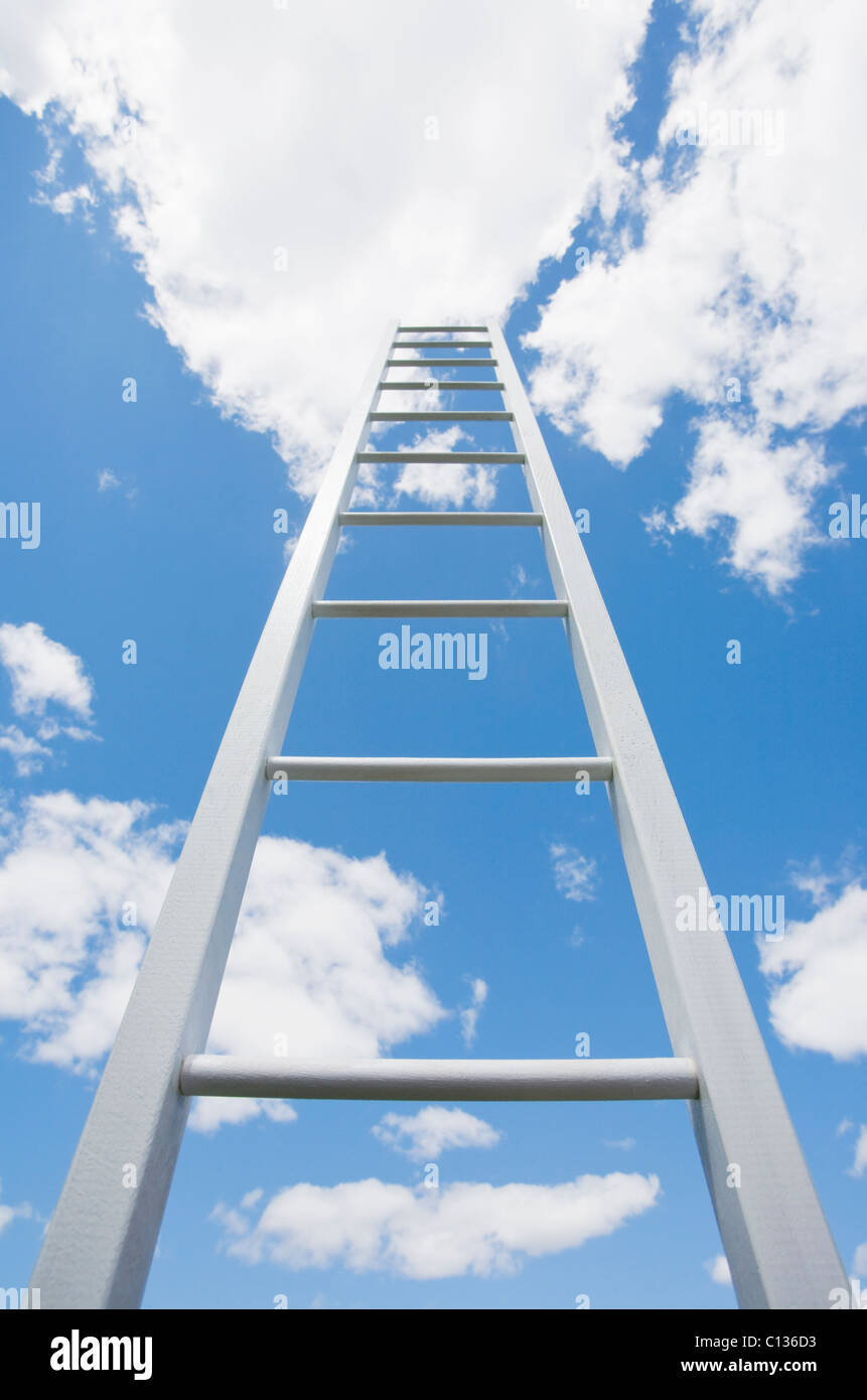 USA, New Jersey, ladder reaching cloudy sky Stock Photo - Alamy