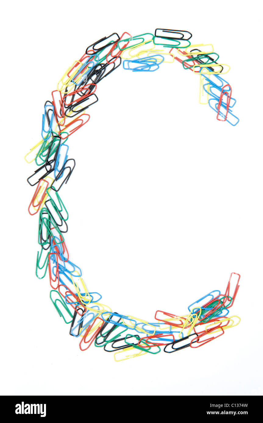 Letter C formed with colorful paperclips Stock Photo - Alamy