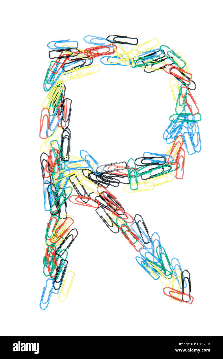 Letter R formed with colorful paperclips Stock Photo - Alamy