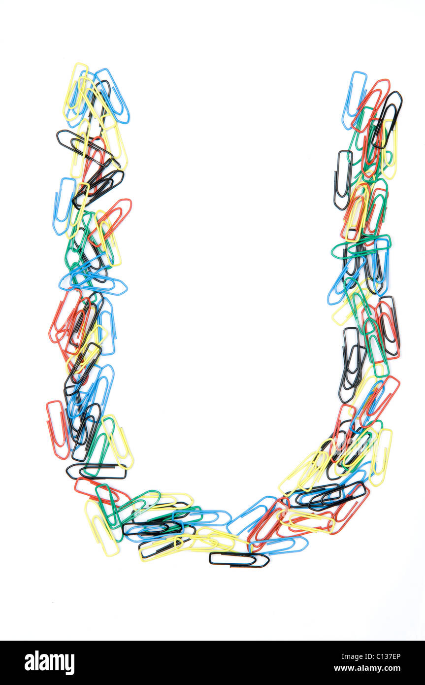 Letter U formed with colorful paperclips Stock Photo - Alamy