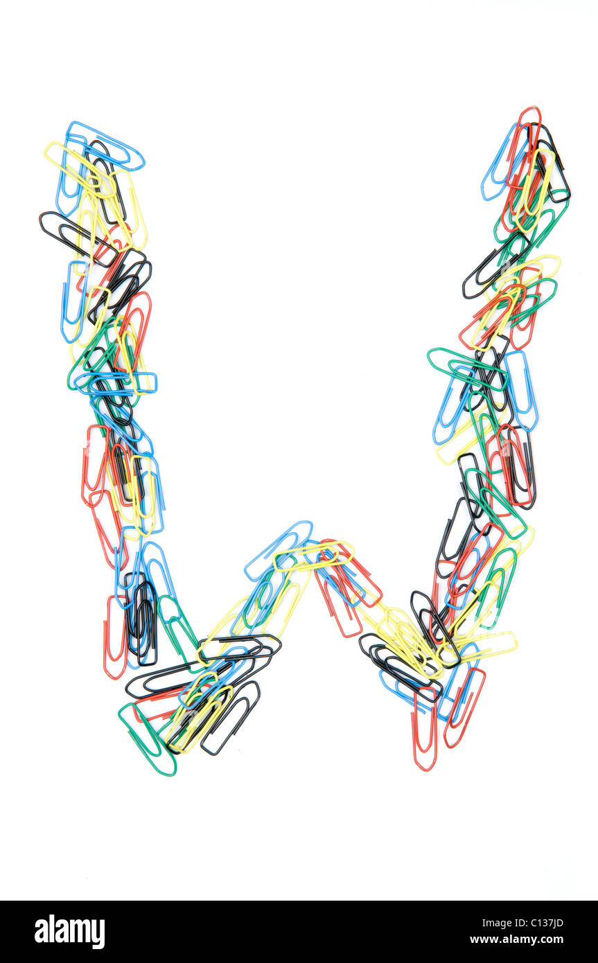 Letter W formed with colorful paperclips Stock Photo - Alamy