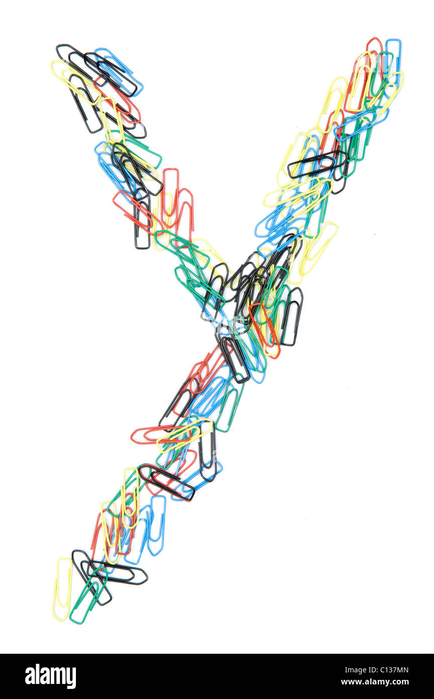 Letter Y formed with colorful paperclips Stock Photo - Alamy