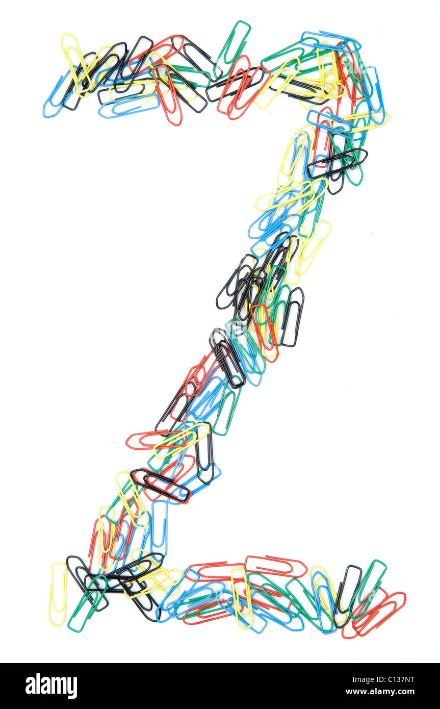 Letter Z formed with colorful paperclips Stock Photo - Alamy