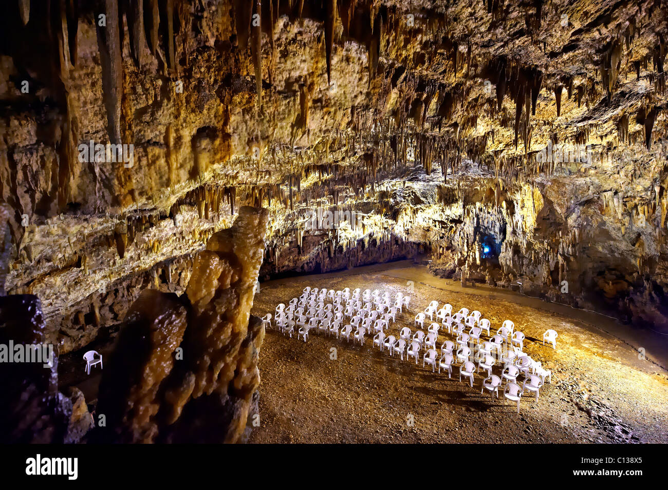 Huge underground cavern of the Drogarati caves, Kefalonia, Ionian Islands, Greece Stock Photo ...