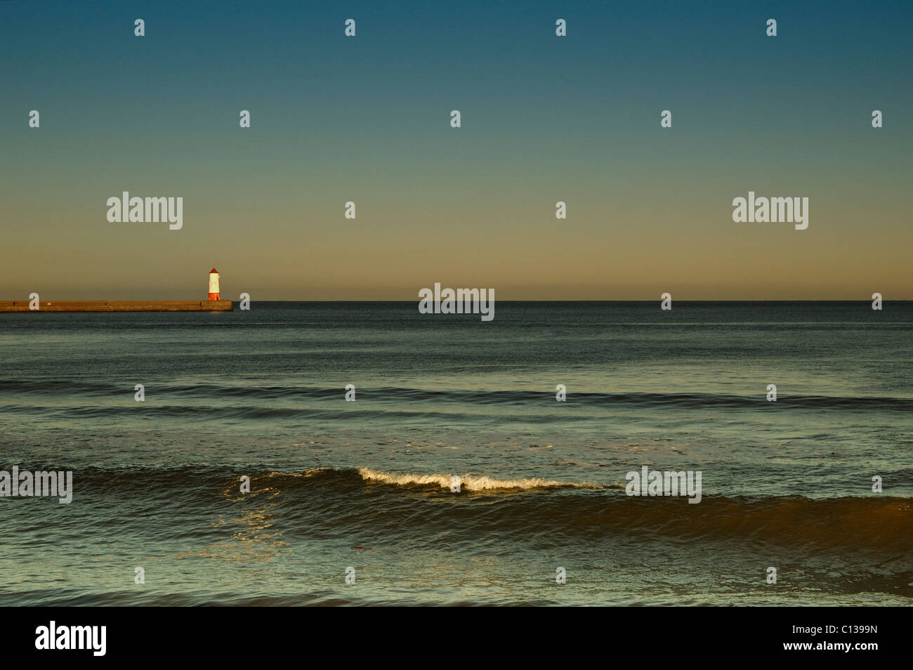 Pier and lighthouse at Berwick-upon-Tweed, Northumberland, England on a ...