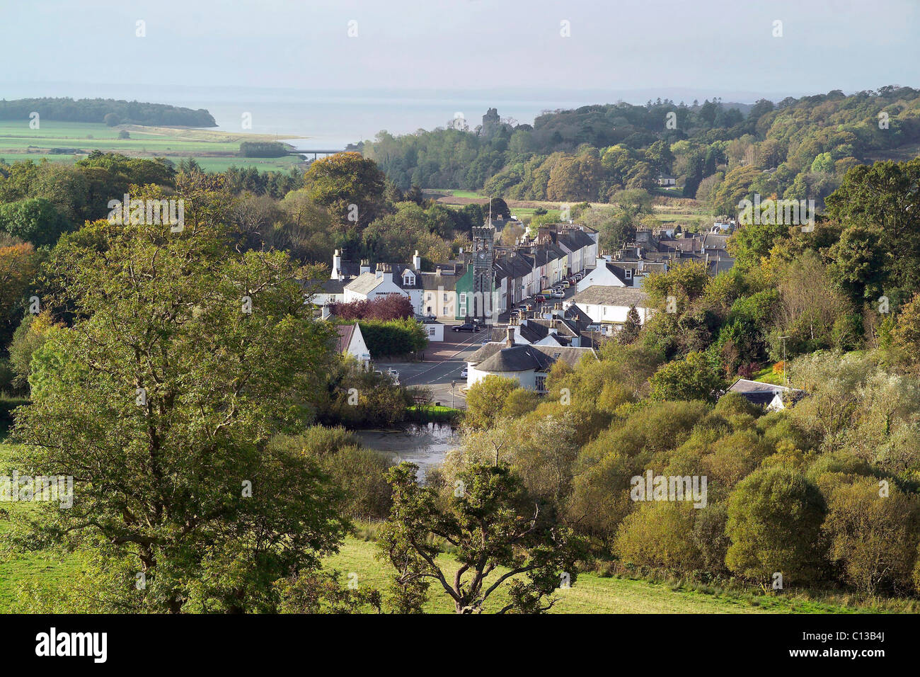 Gatehouse of Fleet looking to Fleet Bay, Galloway Stock Photo - Alamy