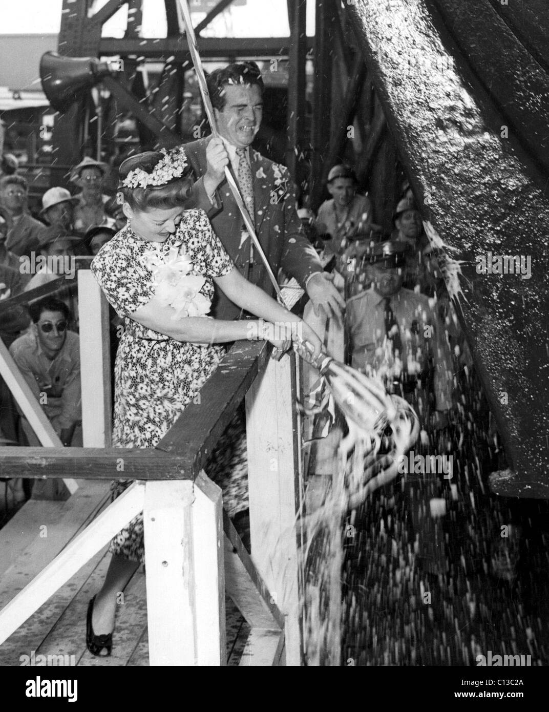 Bette Davis christening a World War II battleship, 1943 Stock Photo - Alamy