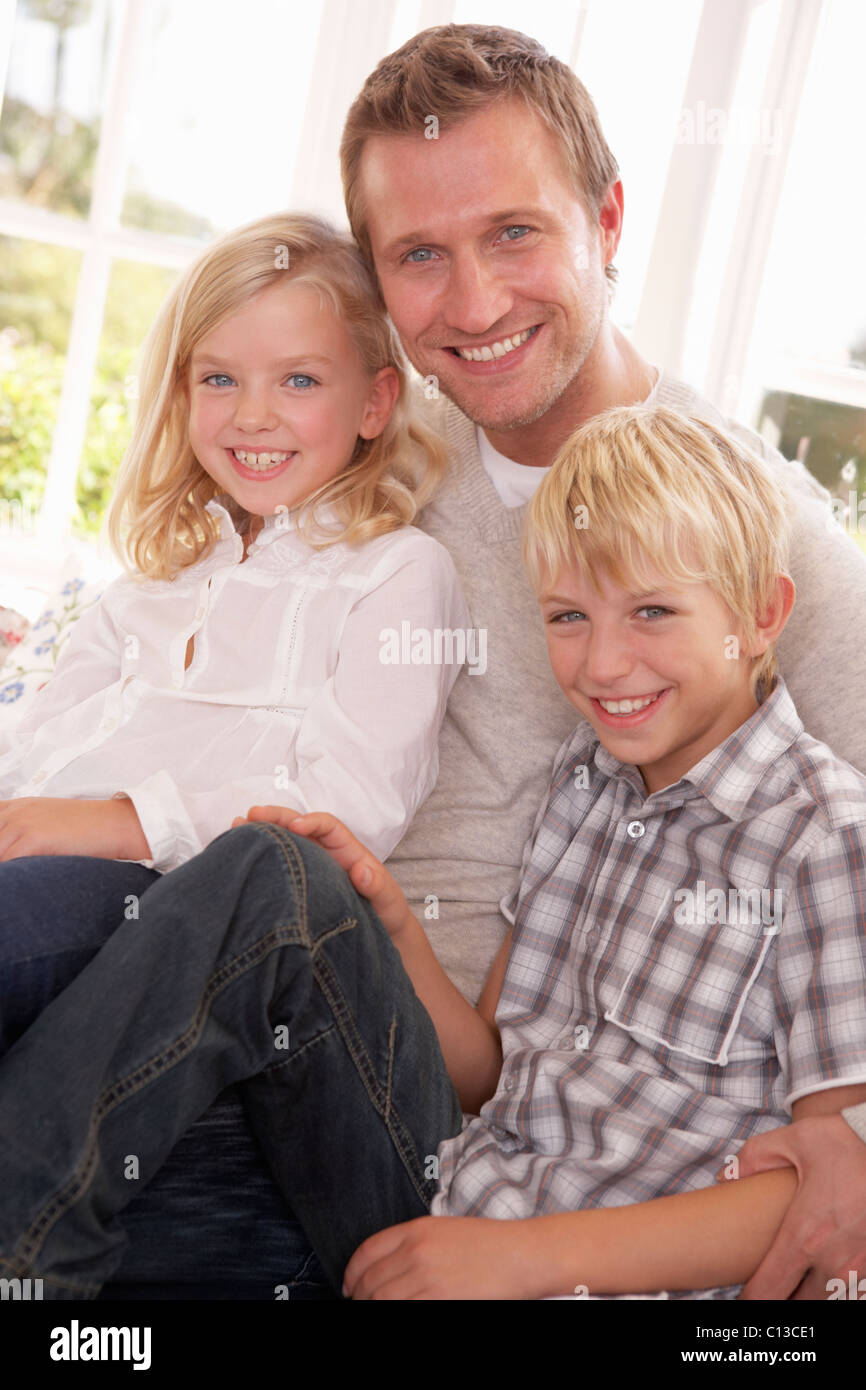 Man and children pose together Stock Photo - Alamy