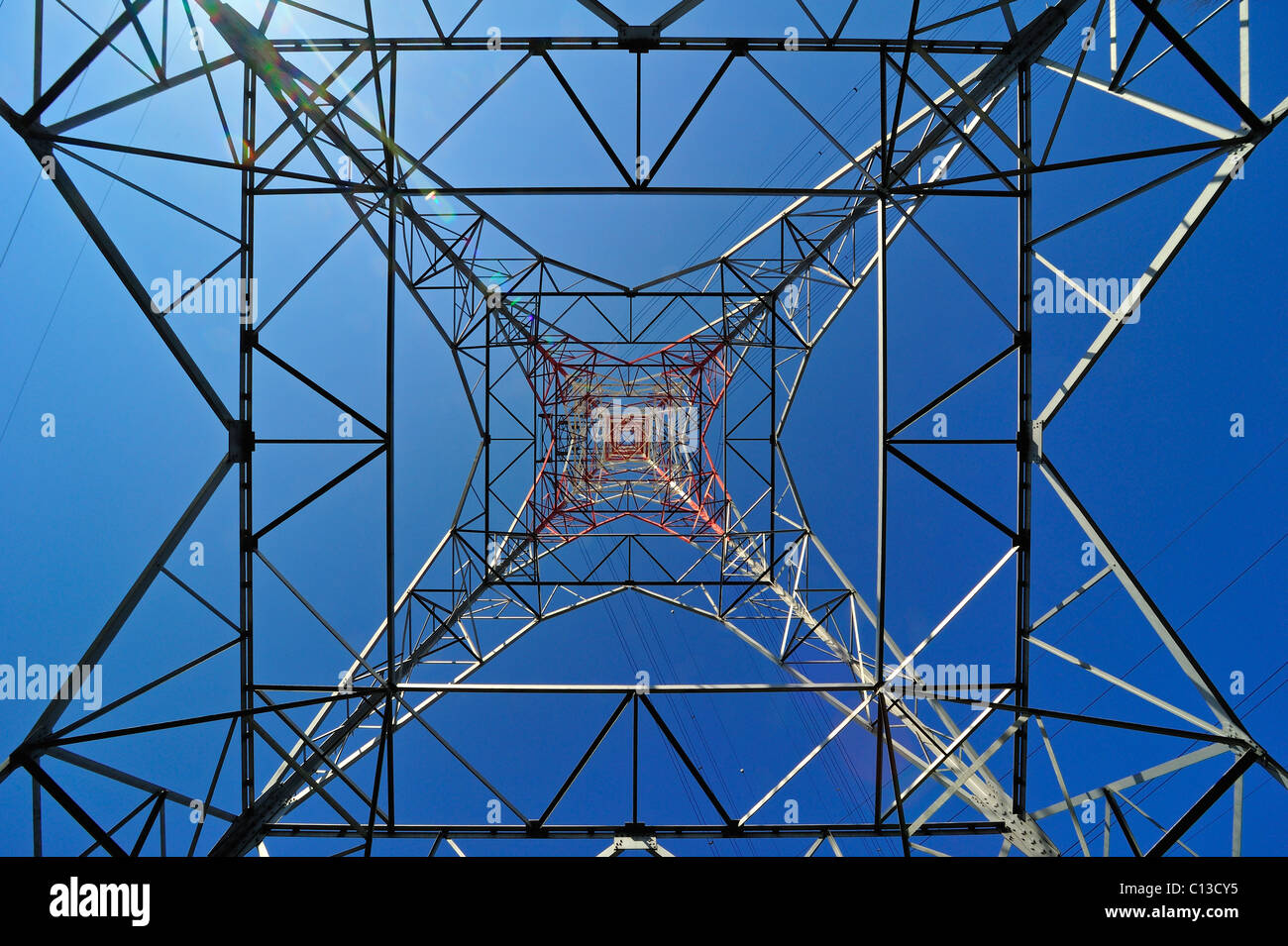 High-voltage electricity pylon, Ghent, Belgium Stock Photo - Alamy