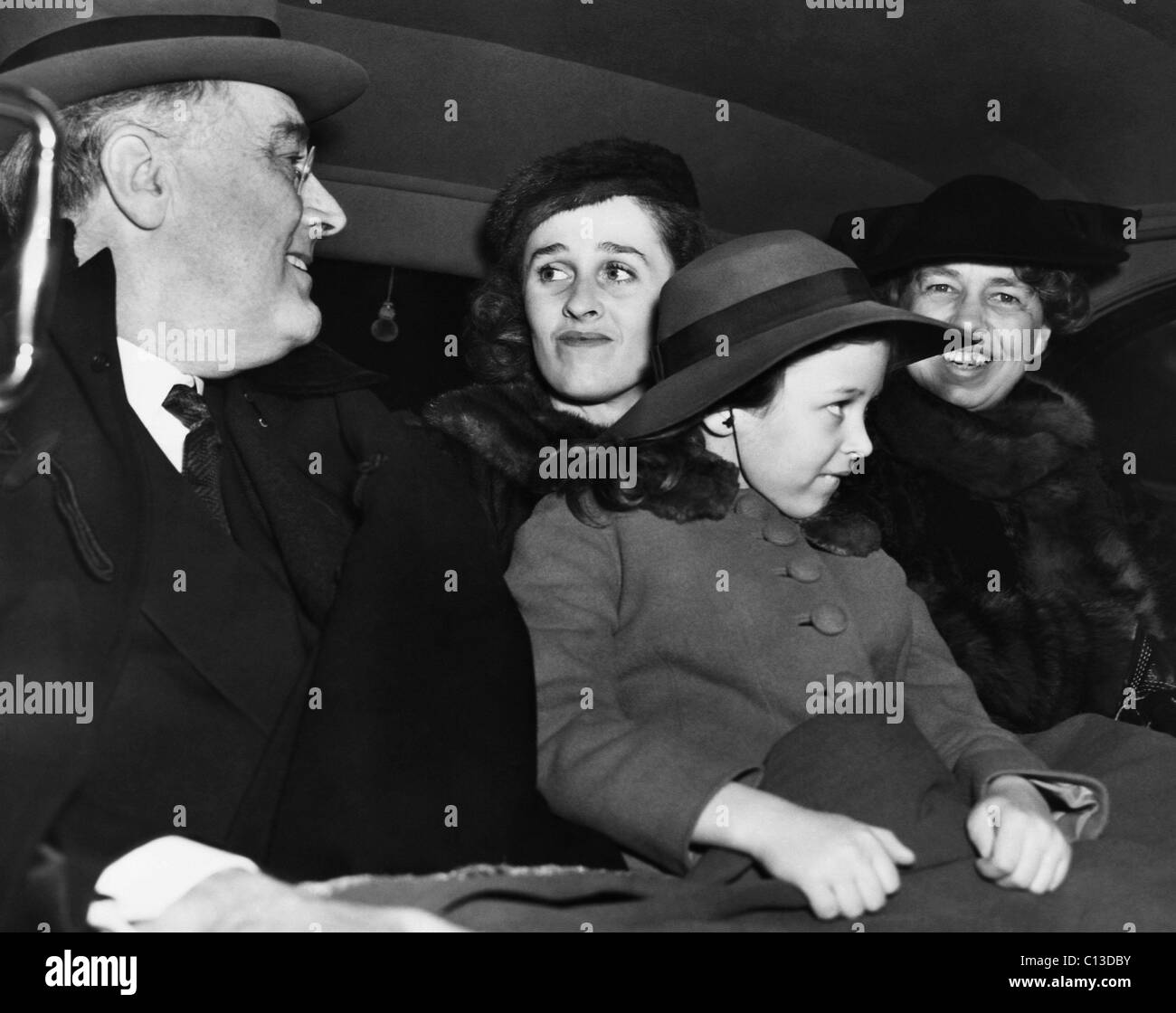 FDR Presidency. From left: US President Franklin Delano Roosevelt, Betsey Cushing Roosevelt ...