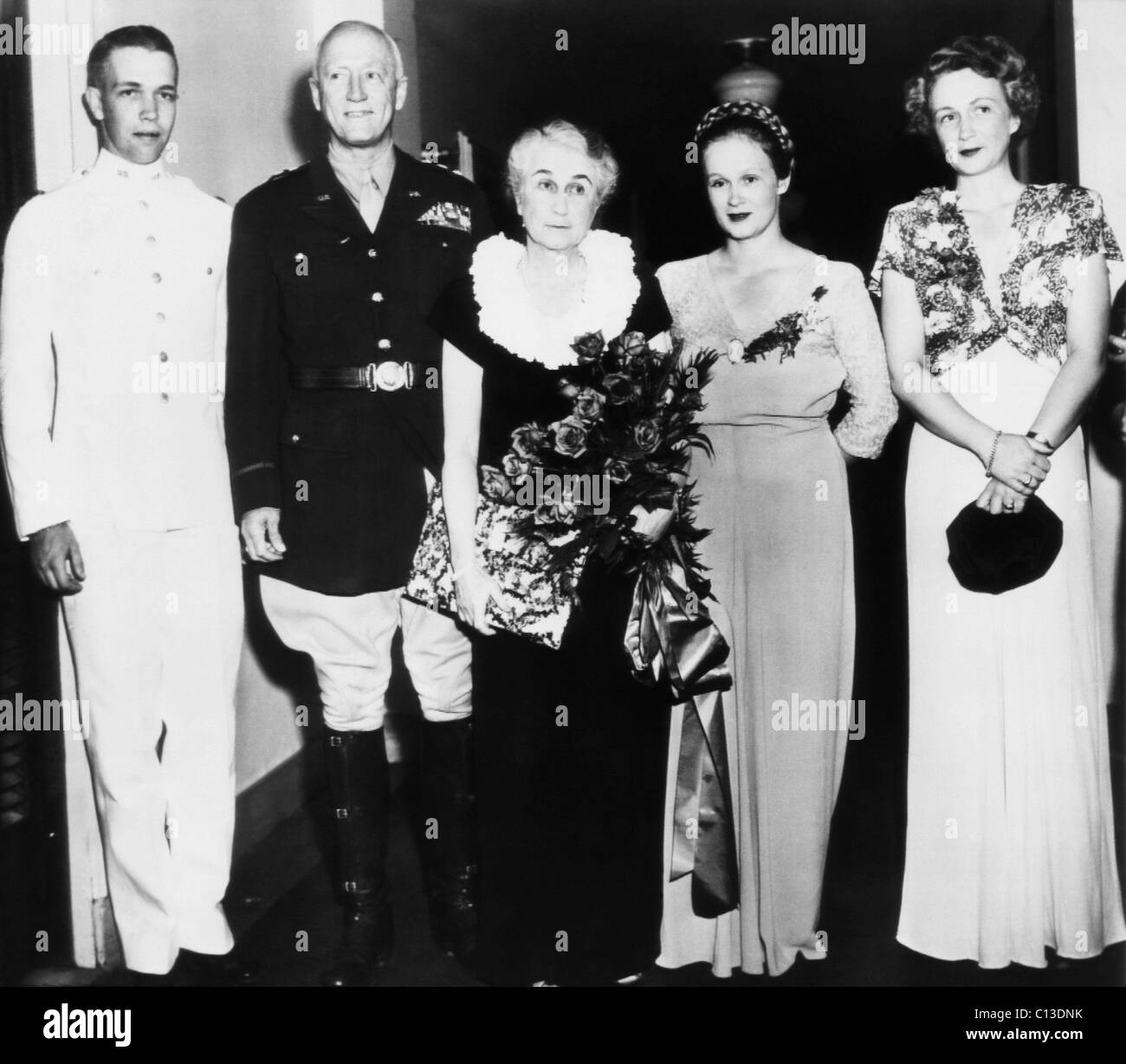 General Patton reunited with his family: George S. Patton III, General George S. Patton Jr., and ...