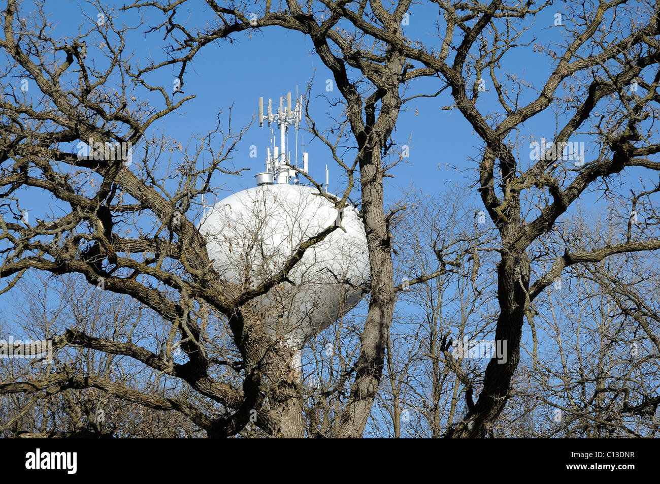 A dual purpose cell phone and water tower Stock Photo - Alamy