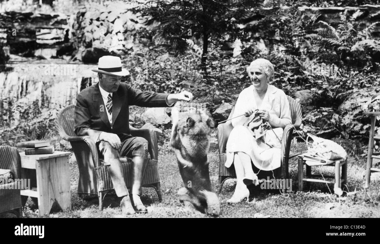 President Herbert Hoover, First lady Lou Henry Hoover, and their ...
