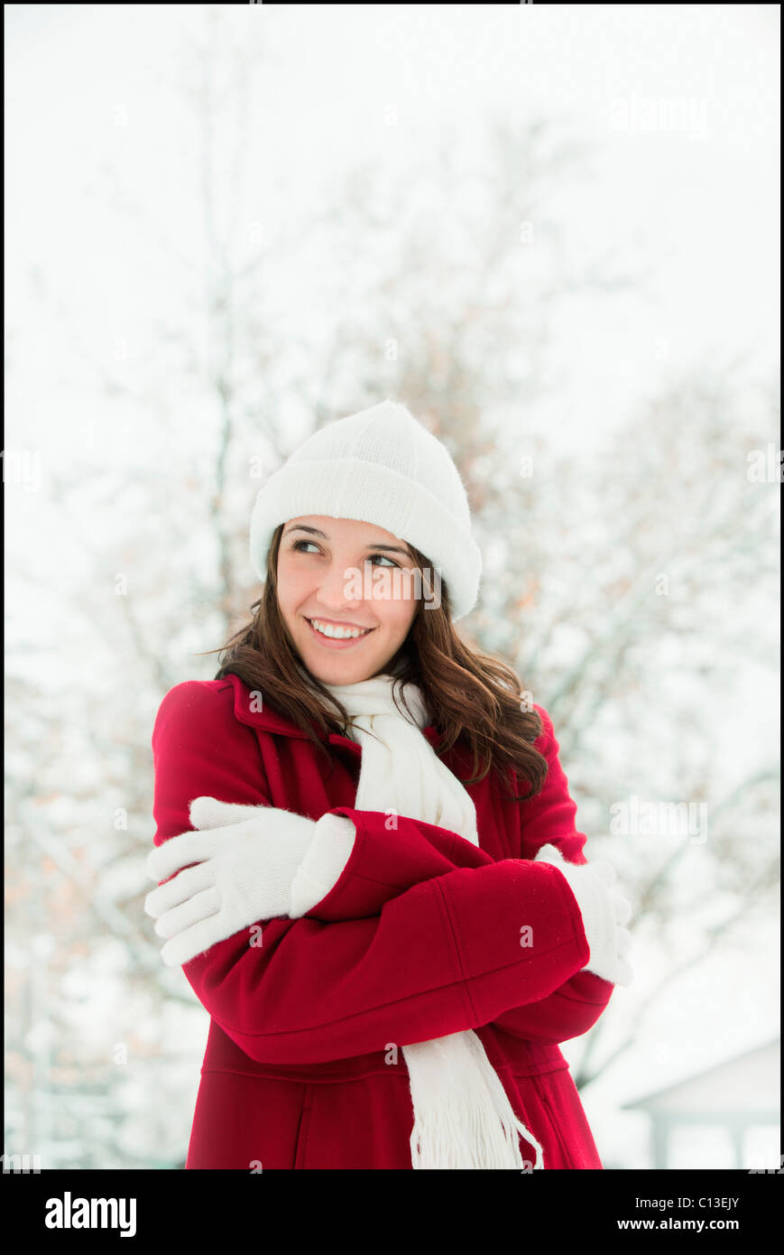 Shivering woman and snow hi-res stock photography and images - Alamy