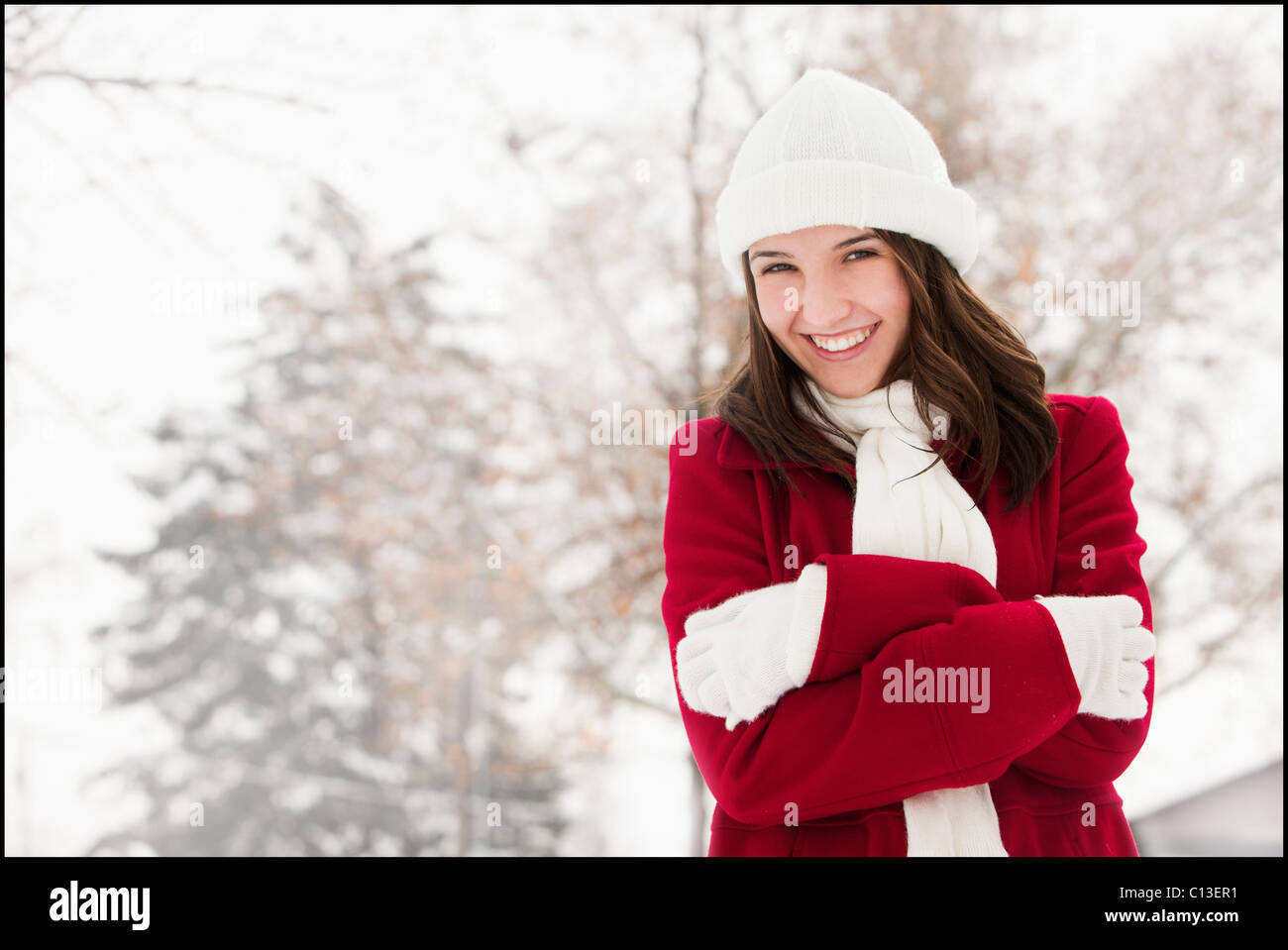 Shivering woman and snow hi-res stock photography and images - Alamy