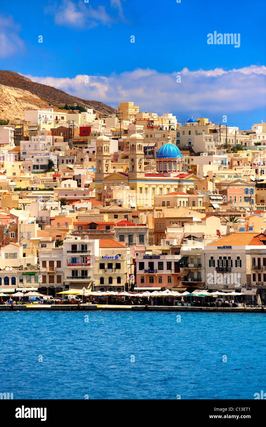 Ermoupolis or Hermoupolis harbour & port , Syros [ Σύρος ] , Greek ...