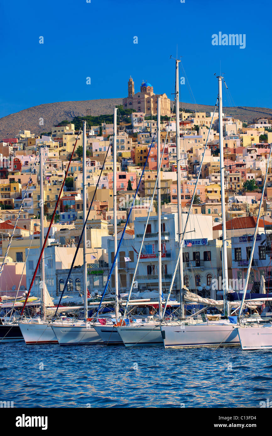 Ermoupolis or Hermoupolis harbour & port , Syros [ Σύρος ] , Greek ...