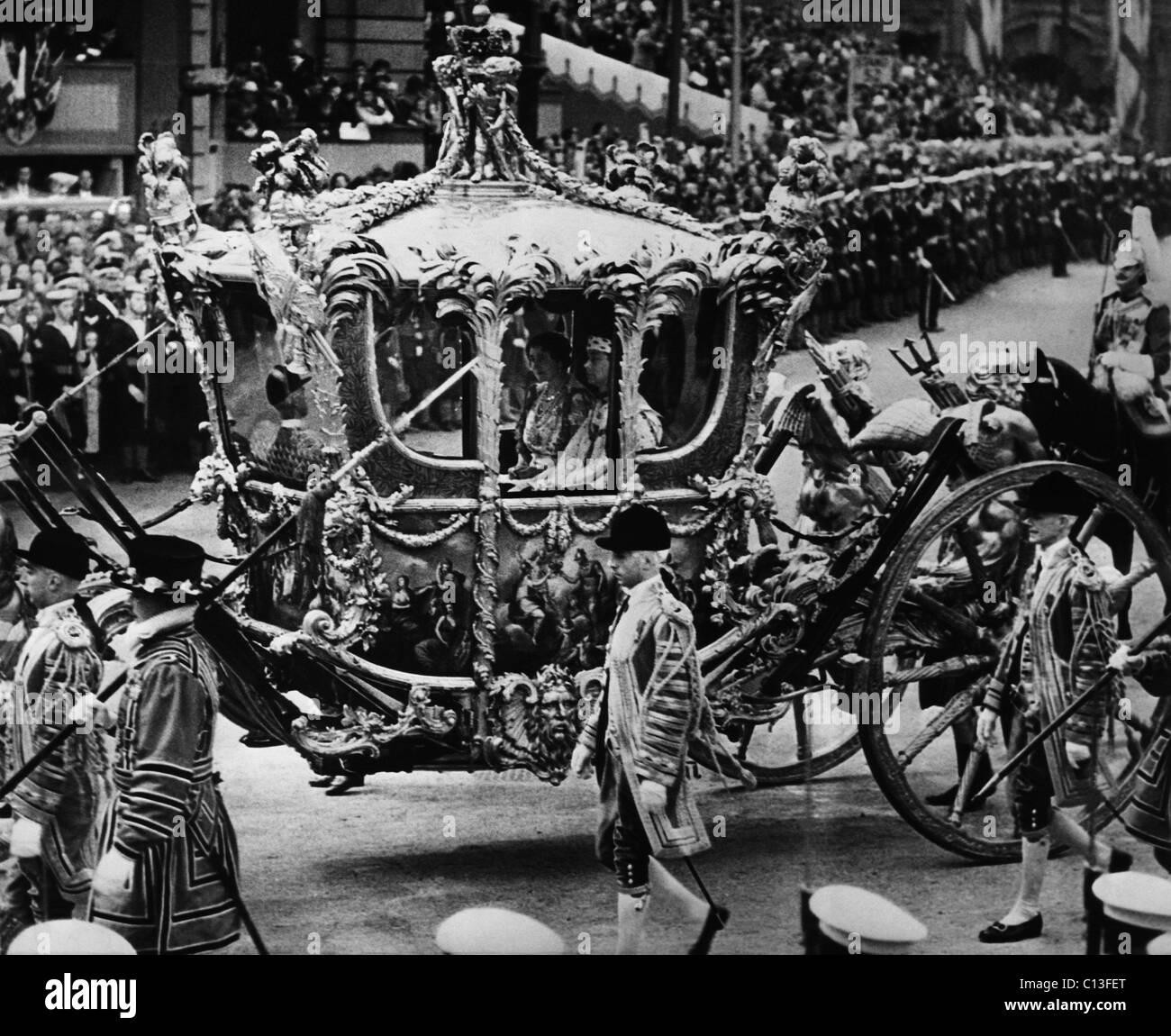 British Royalty. In coach: Queen Elizabeth (future Queen Mother) and ...