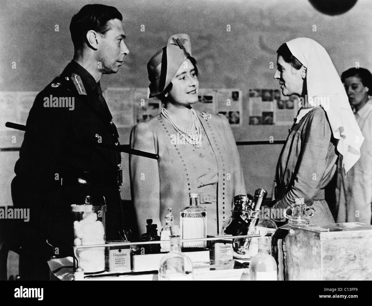 World War II. King George VI of England and British Queen Elizabeth ...