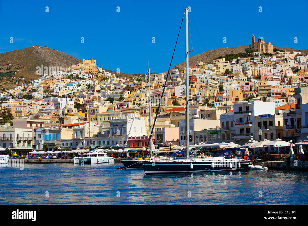 Ermoupolis or Hermoupolis harbour & port , Syros [ Σύρος ] , Greek ...
