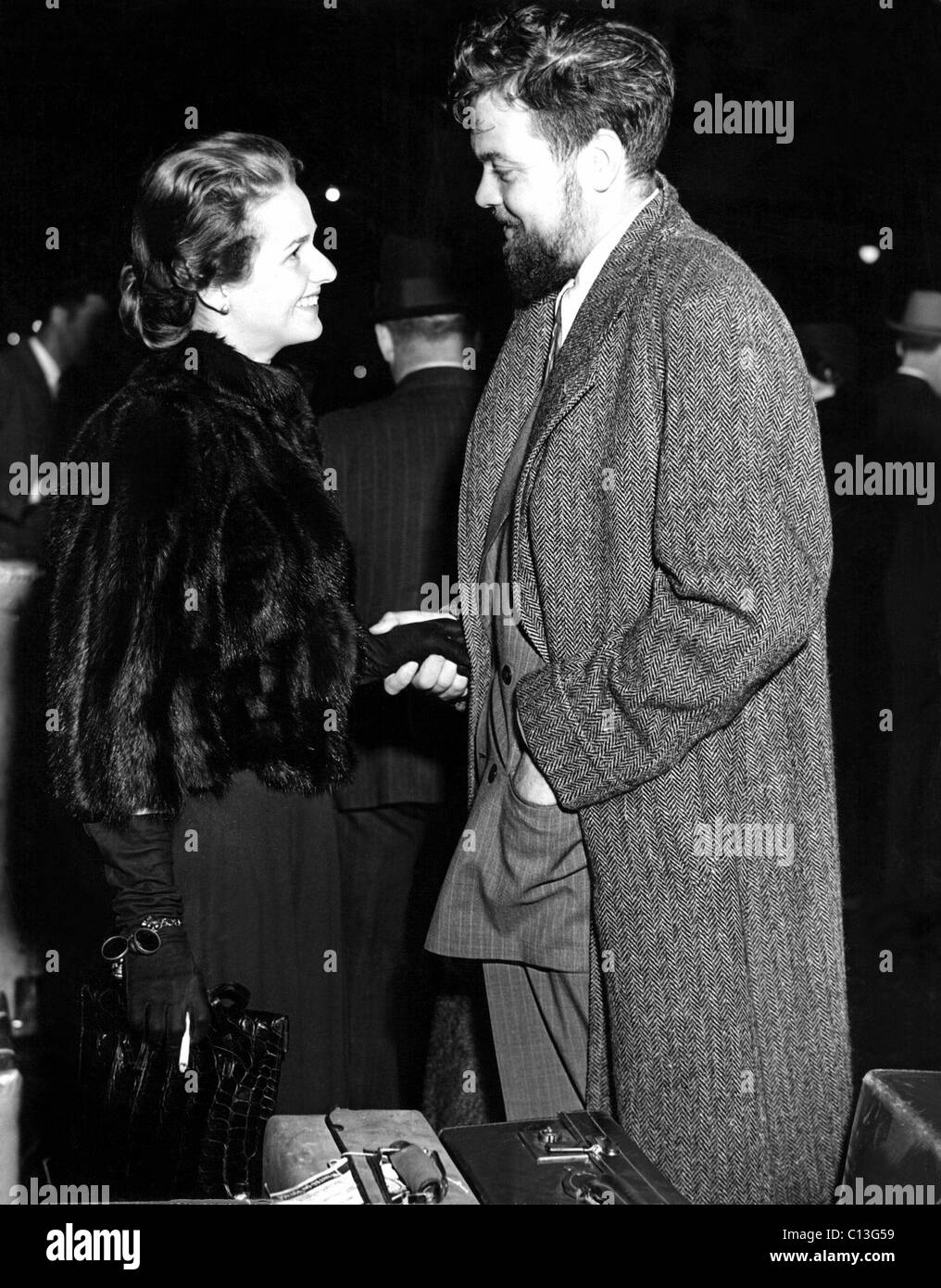 Orson Welles (right), with his first wife, Virginia Nicholson, upon her ...