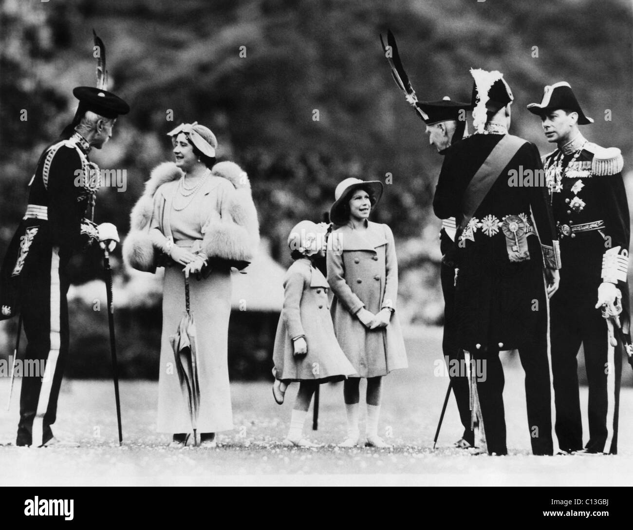 Queen Elizabeth (second from left), the former Duchess of York ...