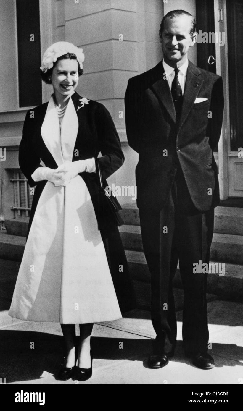 Queen Elizabeth II, the Queen of the United Kingdom, and her husband ...