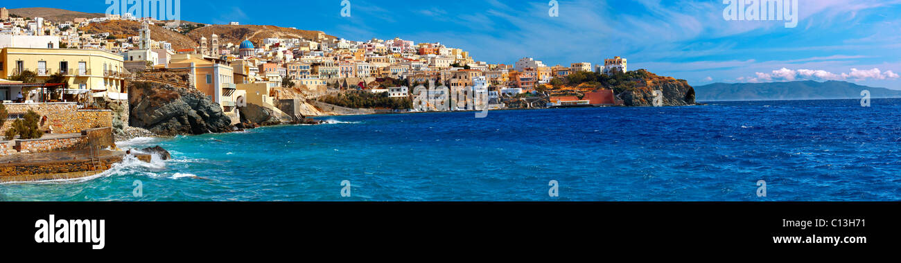 Ermoupolis or Hermoupolis harbour & port , Syros [ Σύρος ] , Greek ...