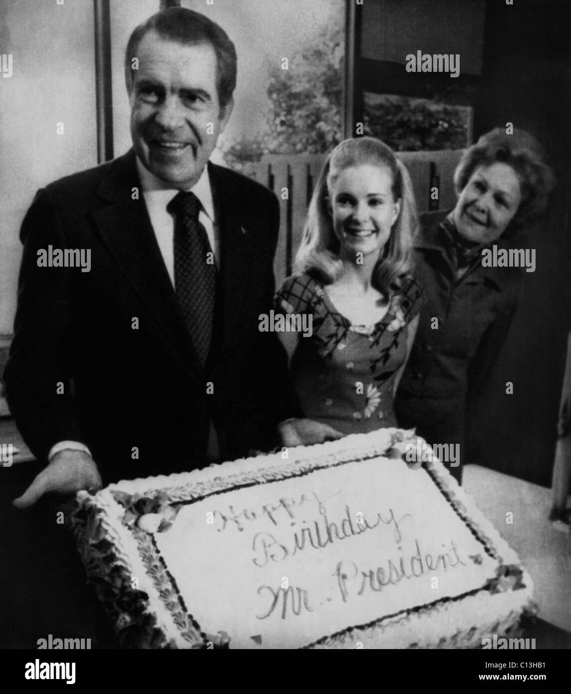 Nixon Presidency. US President Richard Nixon with daughter Tricia Nixon ...