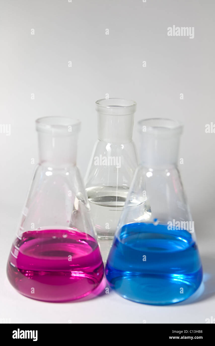 Three chemical flasks Stock Photo - Alamy