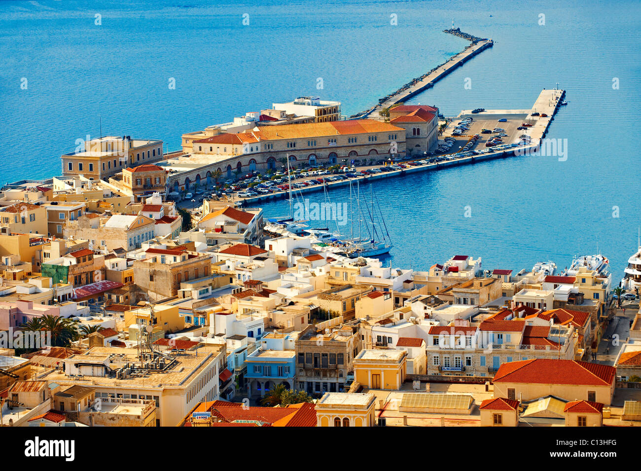 Ermoupolis or Hermoupolis harbour & port , Syros [ Σύρος ] , Greek ...