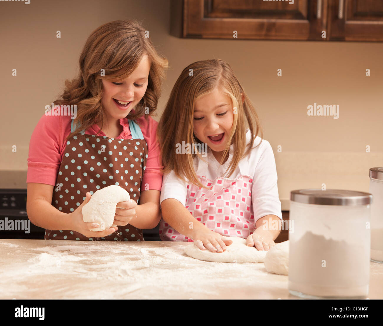 Kids kitchen flour mess hi-res stock photography and images - Alamy