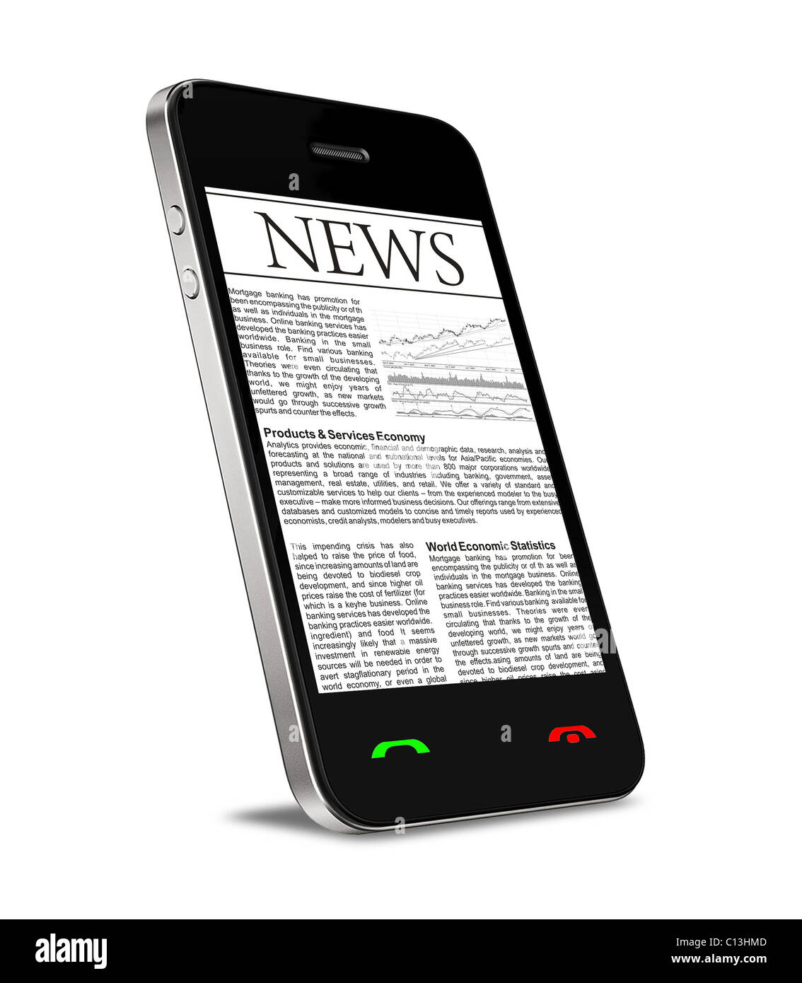 News on mobile phone, smart phone. Isolated on white Stock Photo - Alamy