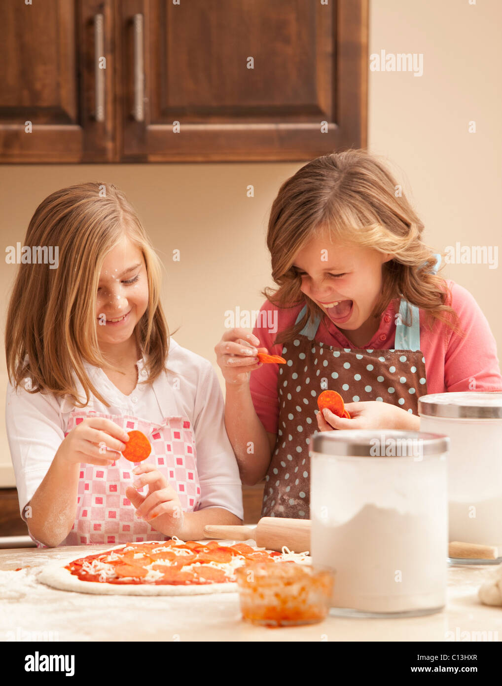 Kids kitchen flour mess hi-res stock photography and images - Alamy