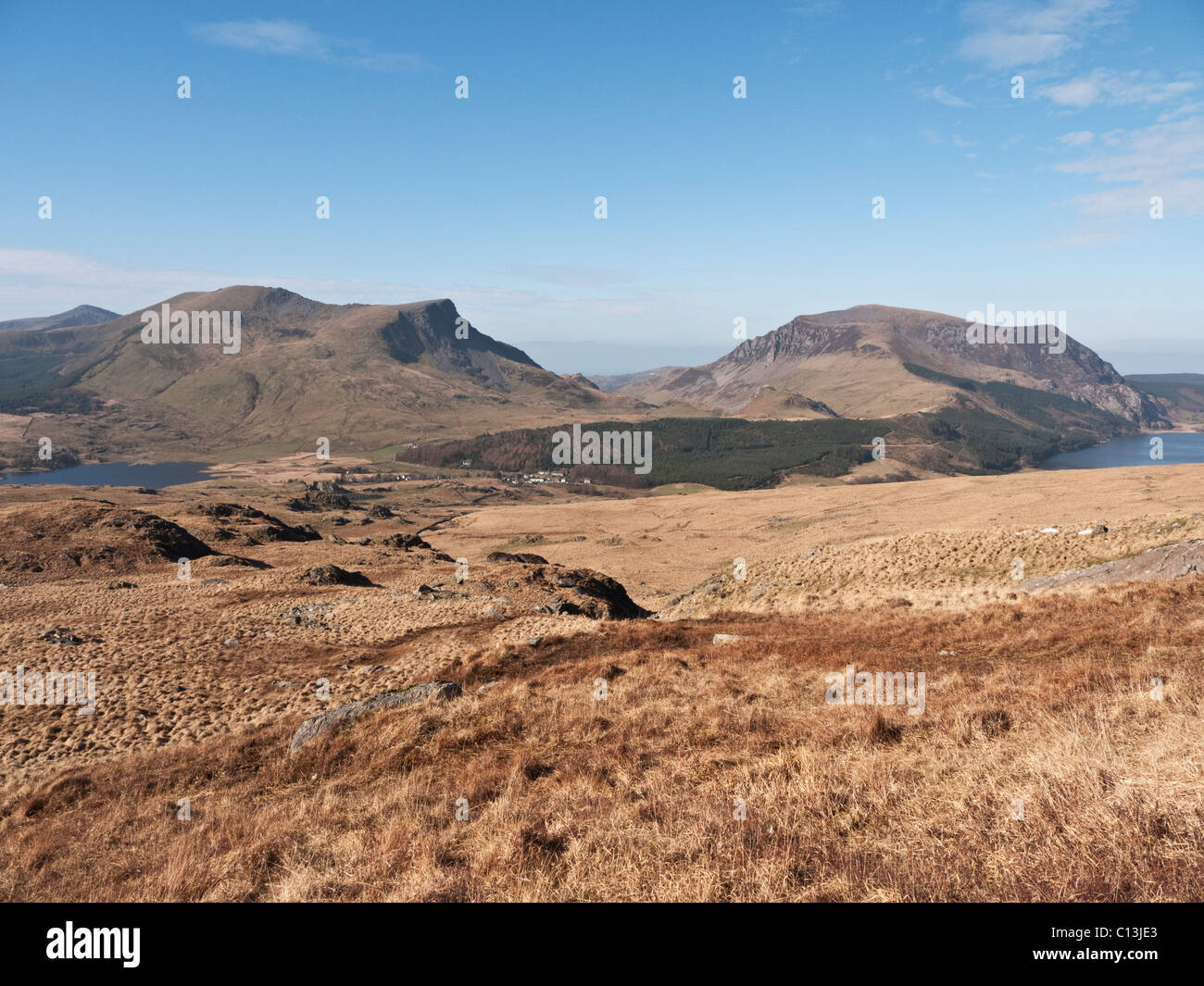 The Nantlle ridge peaks of Y Garn & Mynydd Drws-y-coed and the separate ...