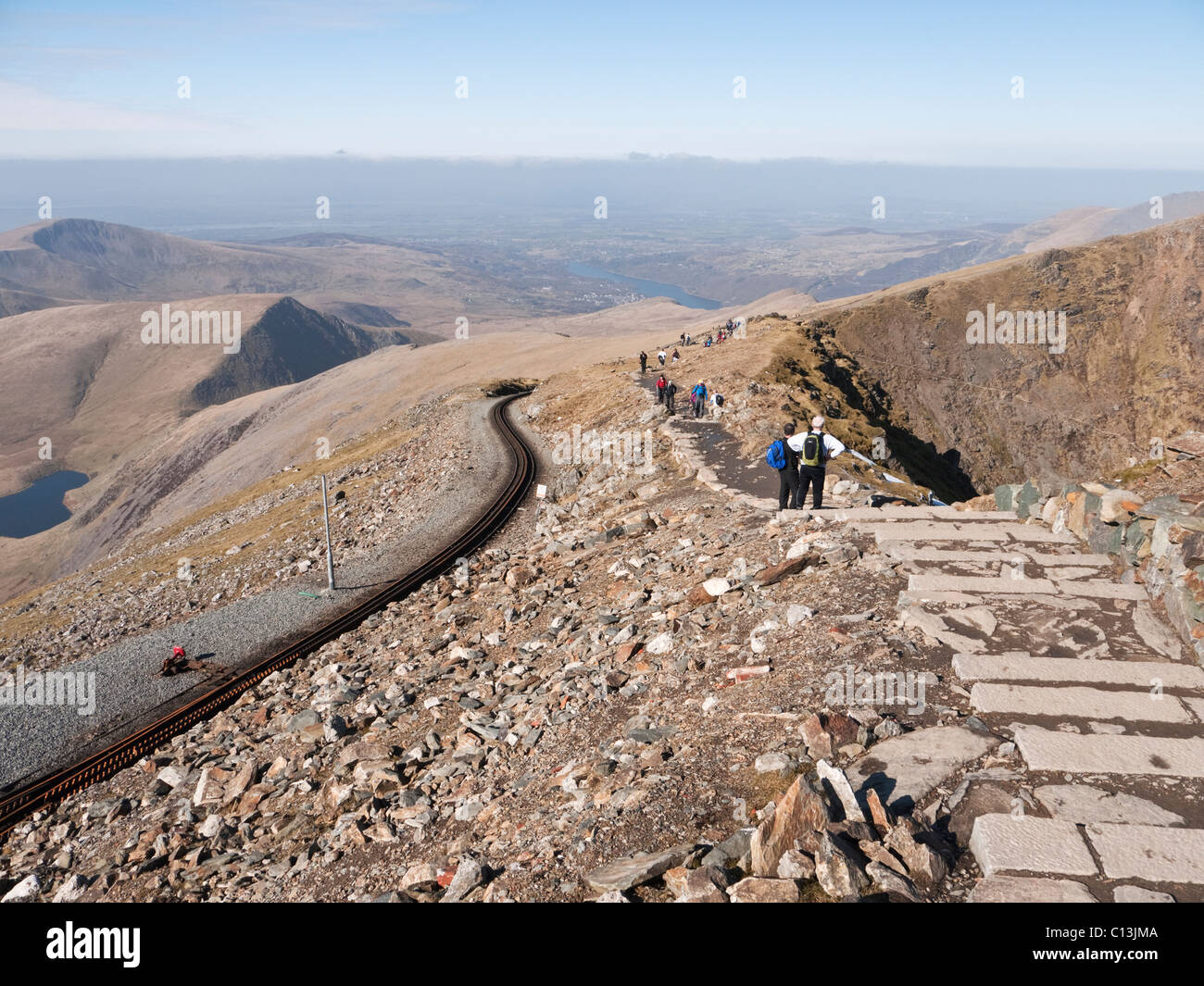 Snowdon: view towards Llanberis from near the summit, showing the ...