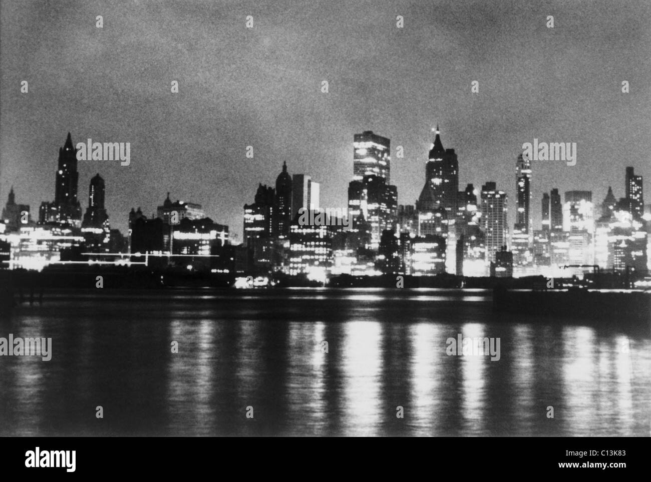 New York City skyline, after blackout of November 9-10, 1965 when the ...