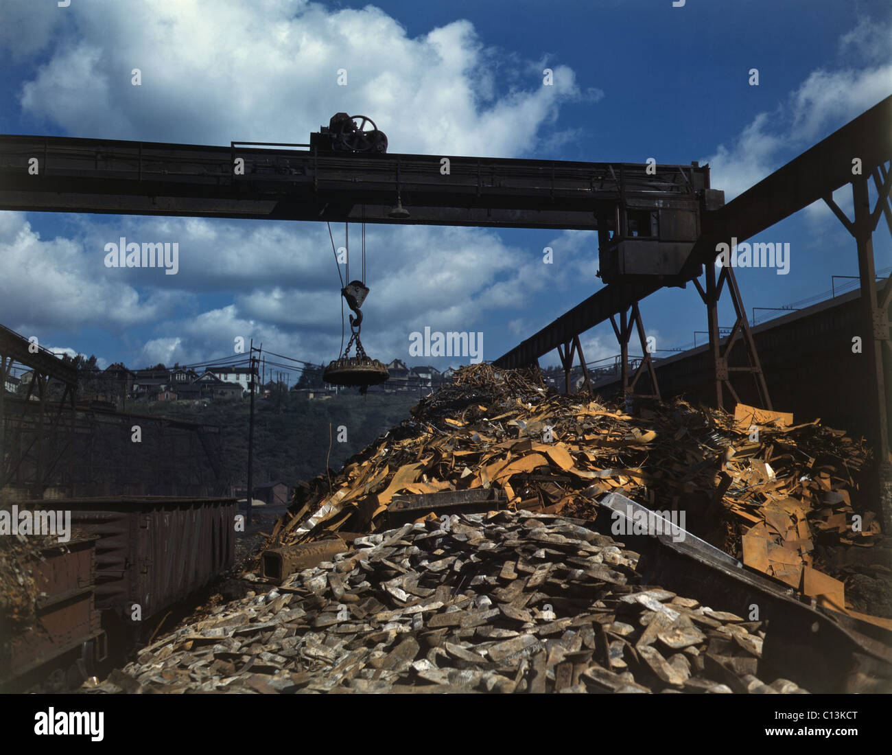 Recycling scrap steel during World War II at the Allegheny Ludlum Steel ...