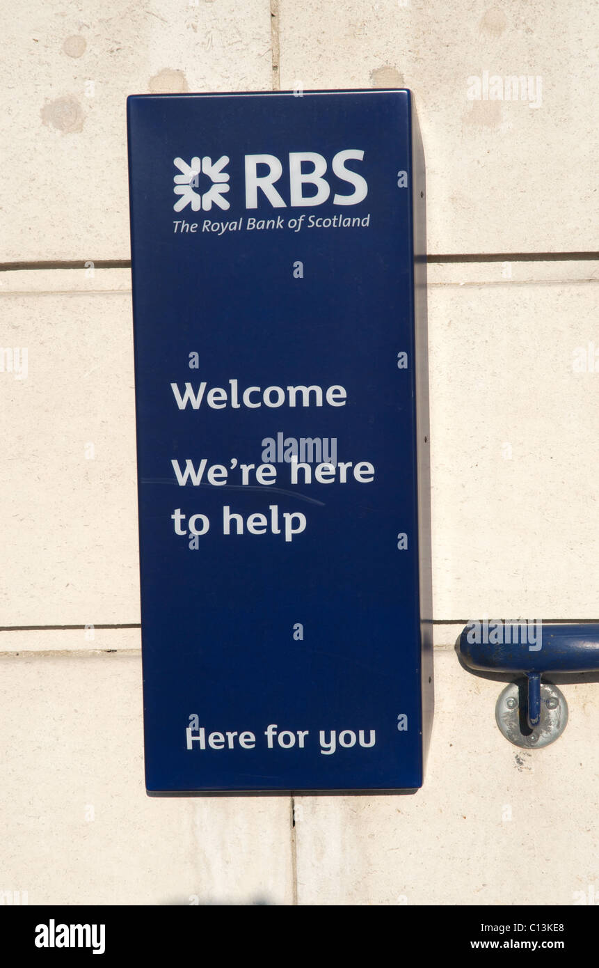 welcome sign outside RBS brabch Stock Photo - Alamy