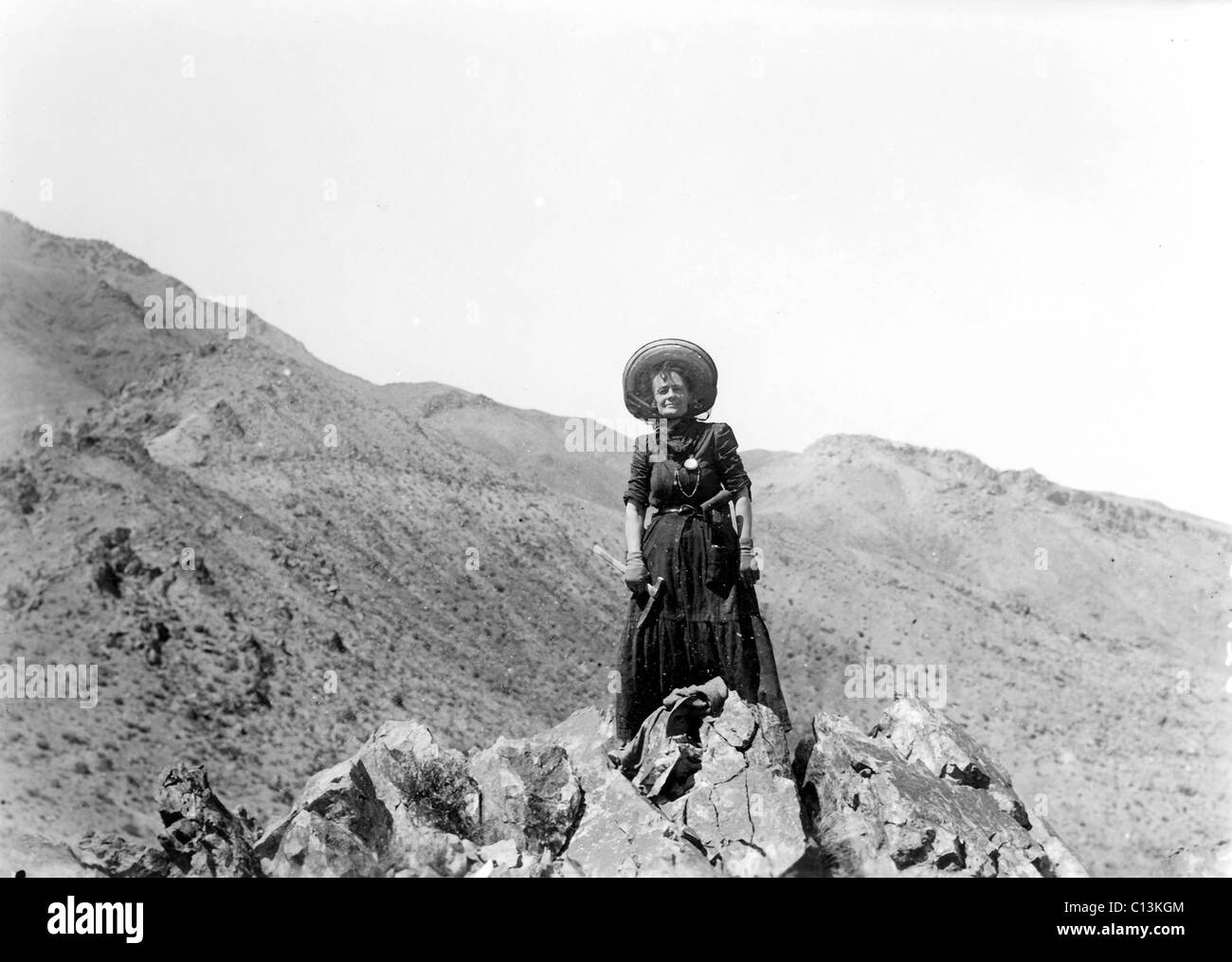 Prospector Mrs. Clara Dunwoody on her variscite mining claim near ...