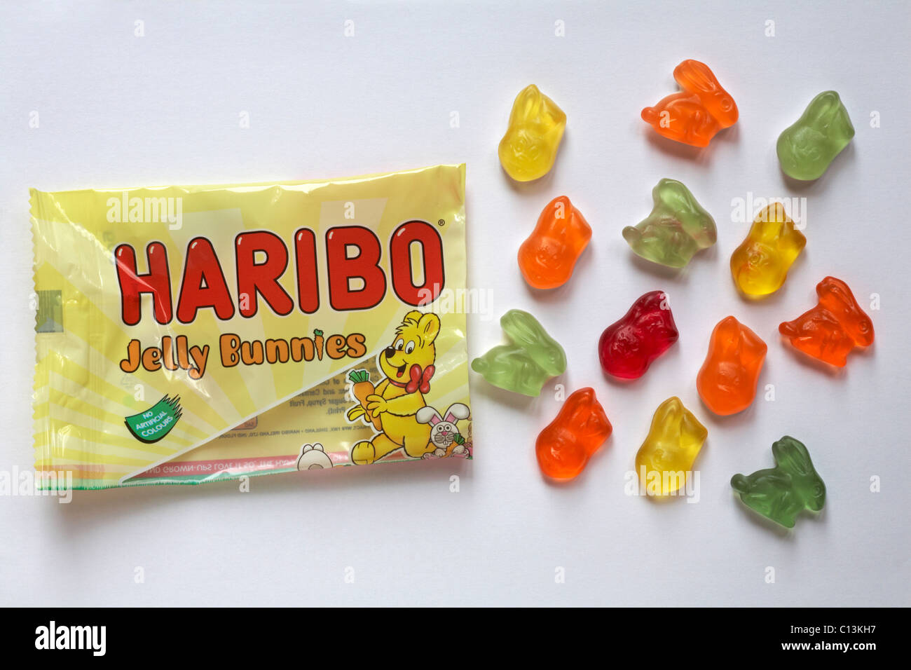 Packet of Haribo Jelly Bunnies sweets for Easter with contents spilled ...