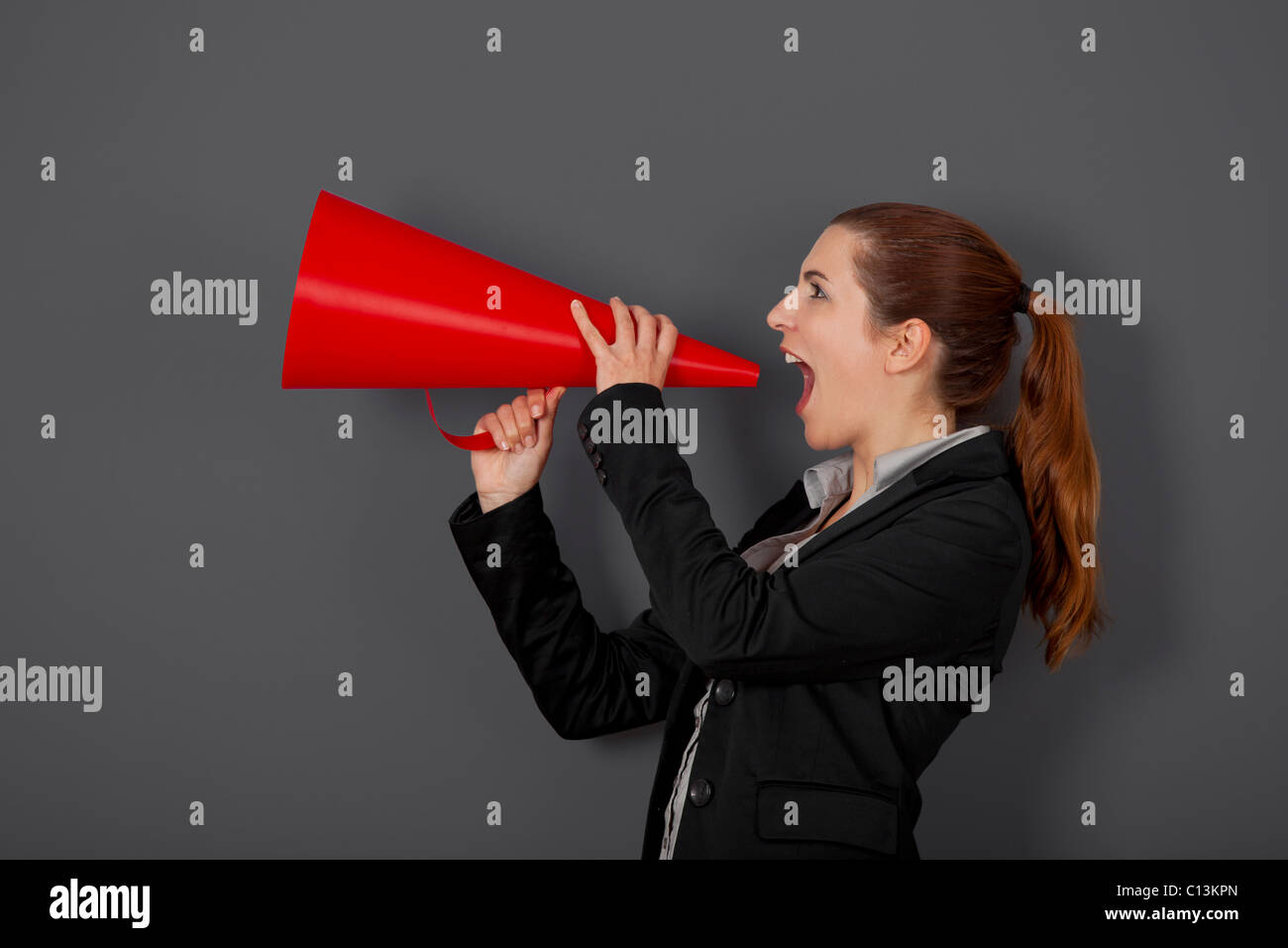 Speaking Into A Megaphone High Resolution Stock Photography and Images ...