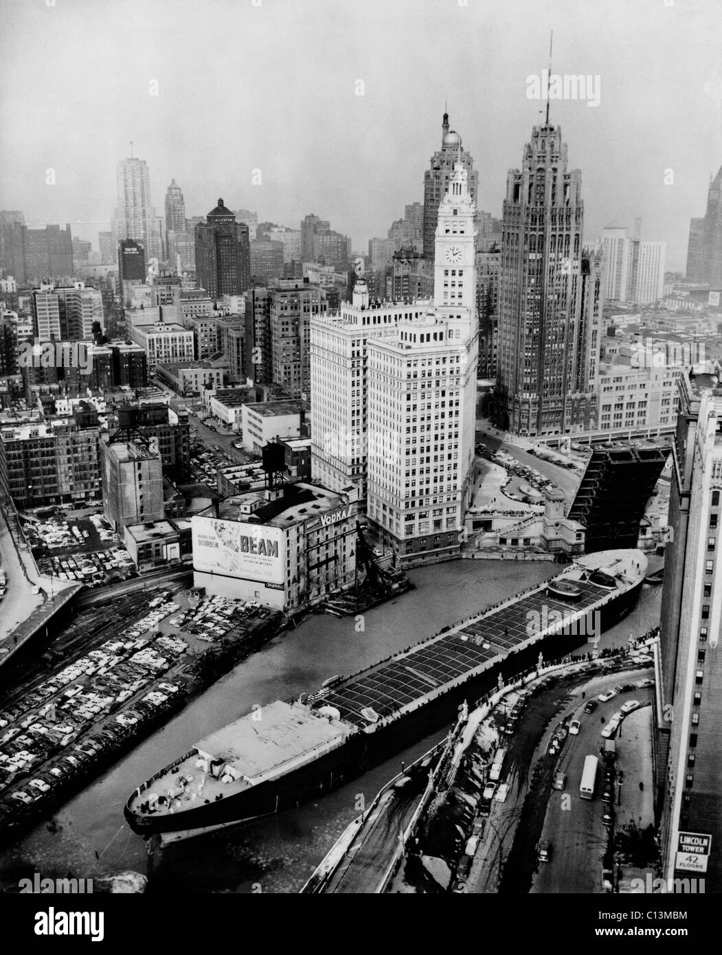 Aerial view of the cargo ship MARINE ANGEL the largest vessel to travel ...