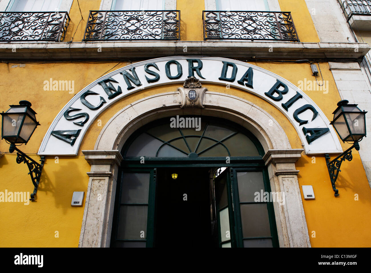 The Ascensor da Bica (Bica Funicular) in Lisbon, Portugal Stock Photo ...
