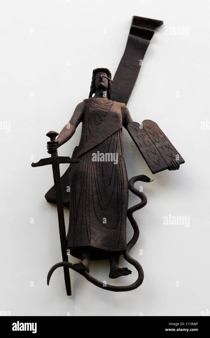 A representation of Lady Justice in Leiria, Portugal Stock Photo - Alamy
