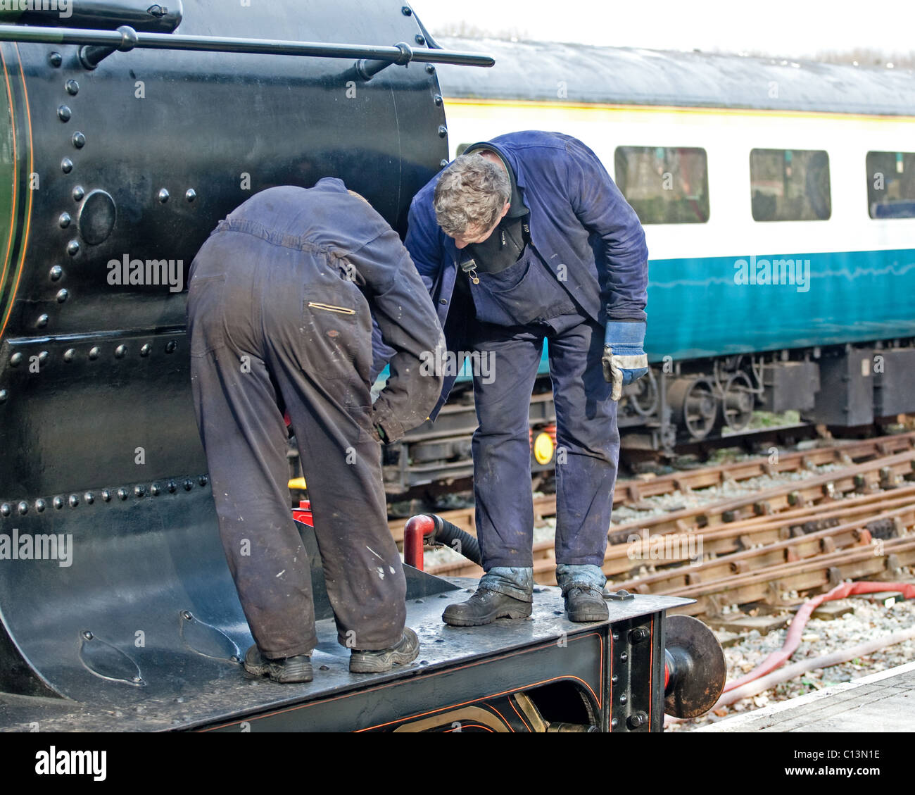 railway footplate men Stock Photo - Alamy
