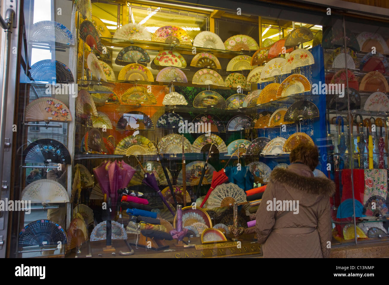 Shop selling fans central Madrid Spain Europe Stock Photo - Alamy