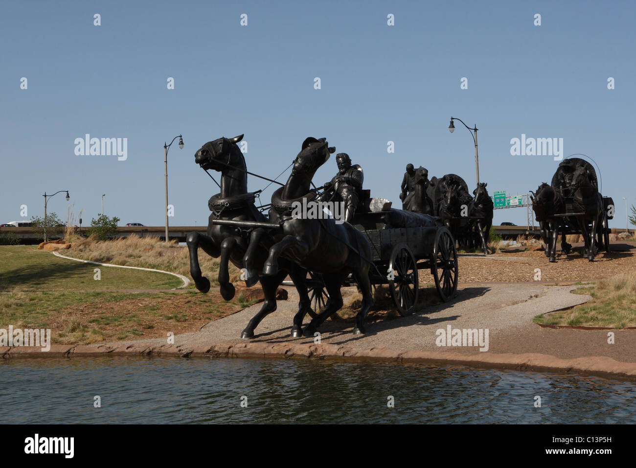 Land Run Monument Stock Photo - Alamy