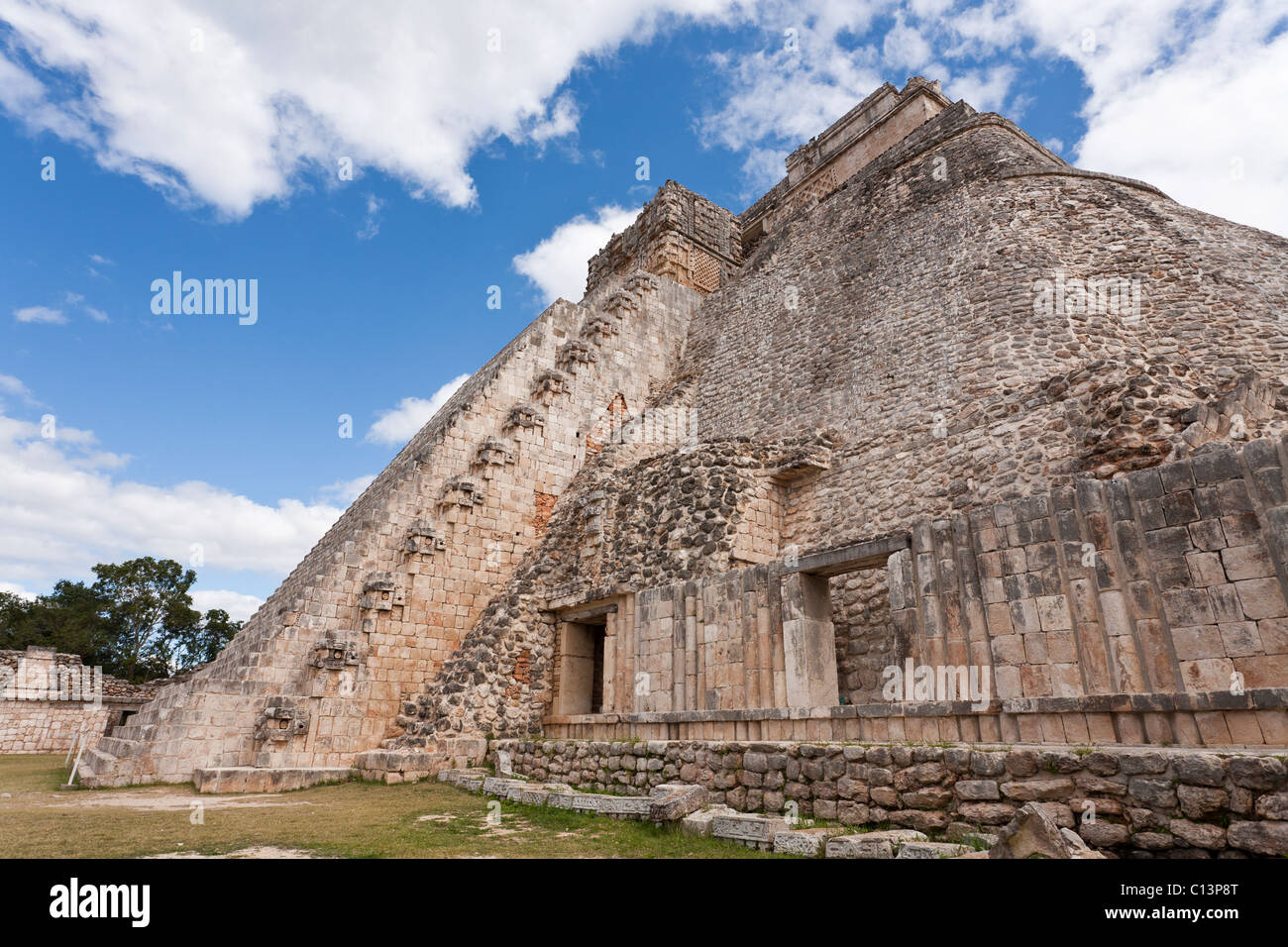 Stairs on the back side of the Pyramid of the Magician. Steep stairs ...