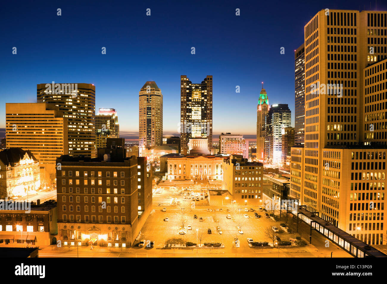 USA, Ohio, Columbus, Downtown illuminated at night Stock Photo - Alamy